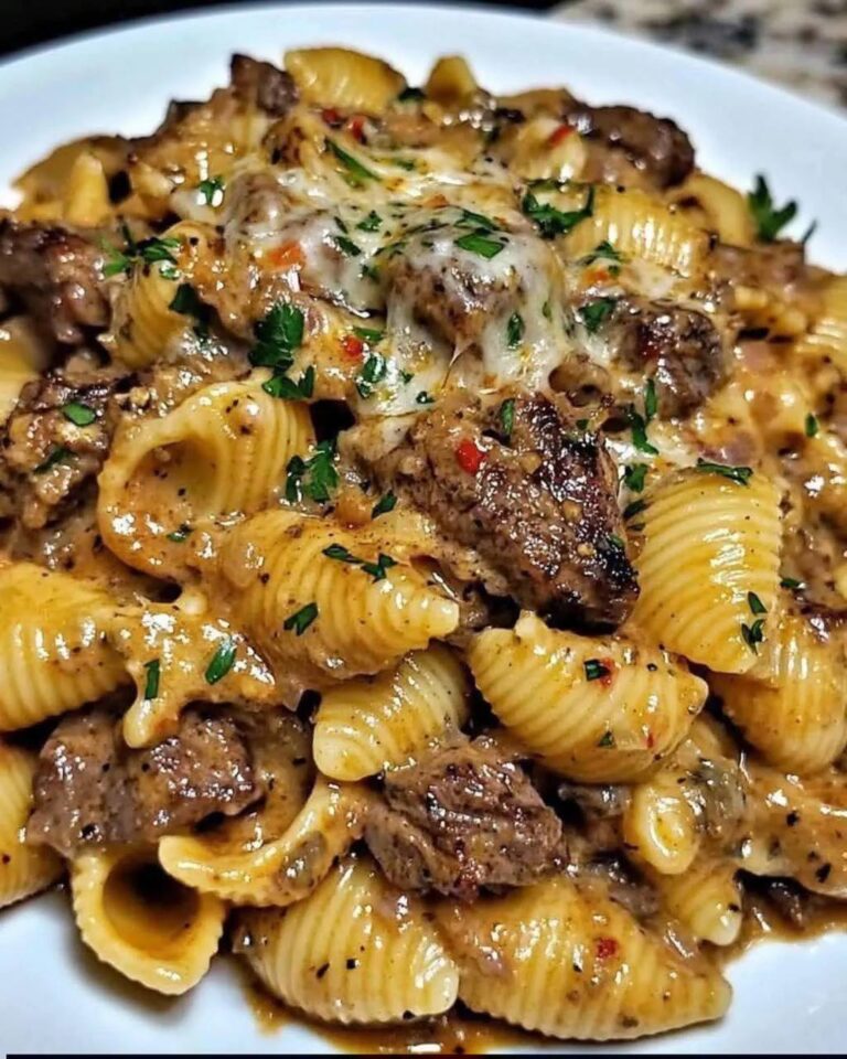 creamy garlic butter steak shell pasta the irresistible comfort – Tasty ...